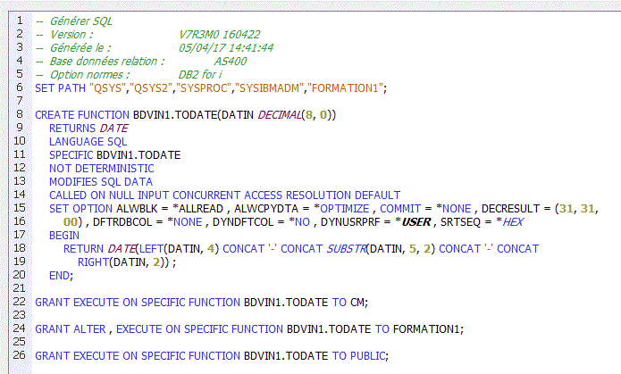 Procédures cataloguées et Fonctions SQL.